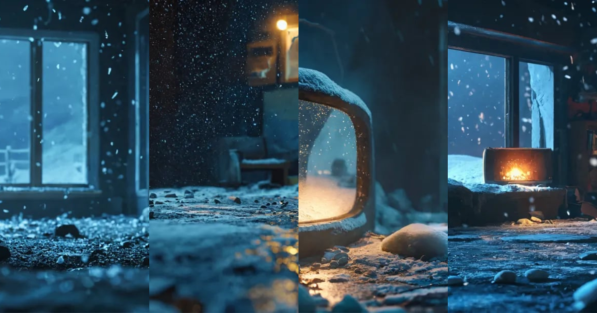 Lexica - Broken room, there's a rock concert outside, snowfull, 4k ...