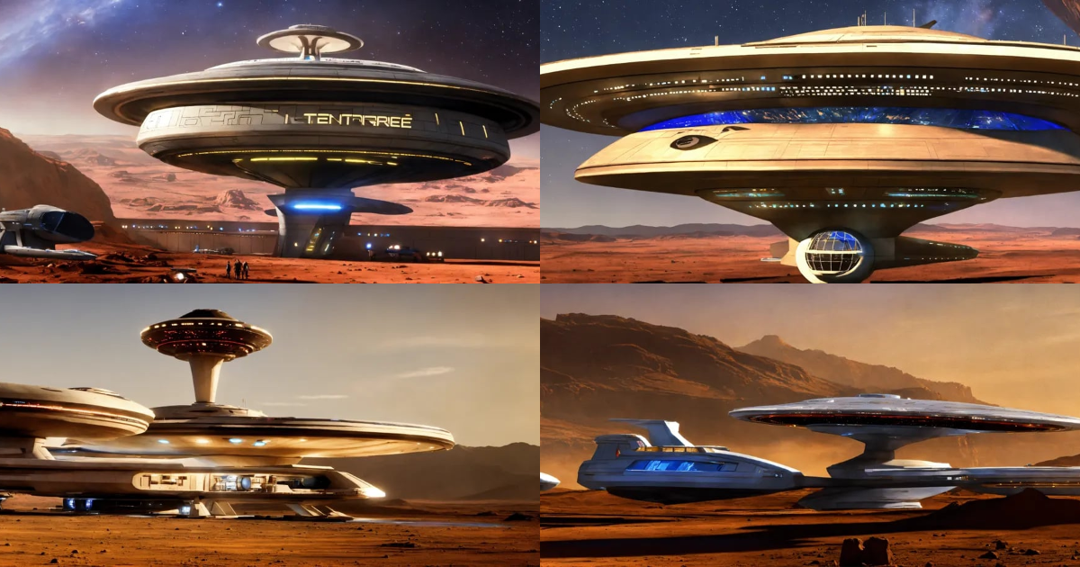 Lexica - Star Trek Enterprise exterior only. Mars in background.