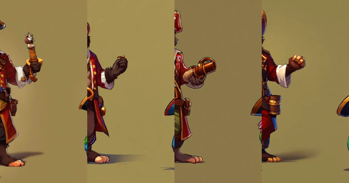 Lexica - Character sprite, cute monkey in a pirate's shirt and pants ...