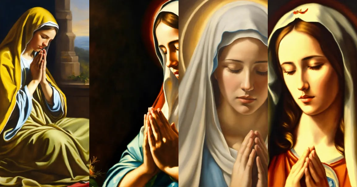 Lexica - Oil painting of the virgin mary praying