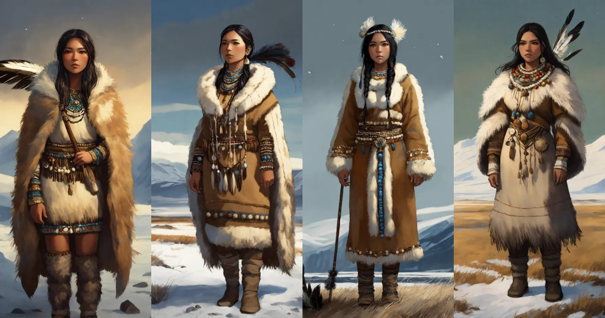 Lexica - Full body Illustration of an inuit woman, young, 18 years old ...