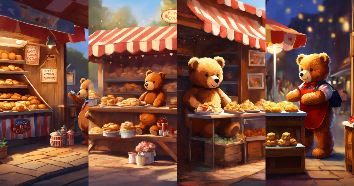 Lexica - Teddy bear stalls, American, digital painting, gorgeous, sharp ...