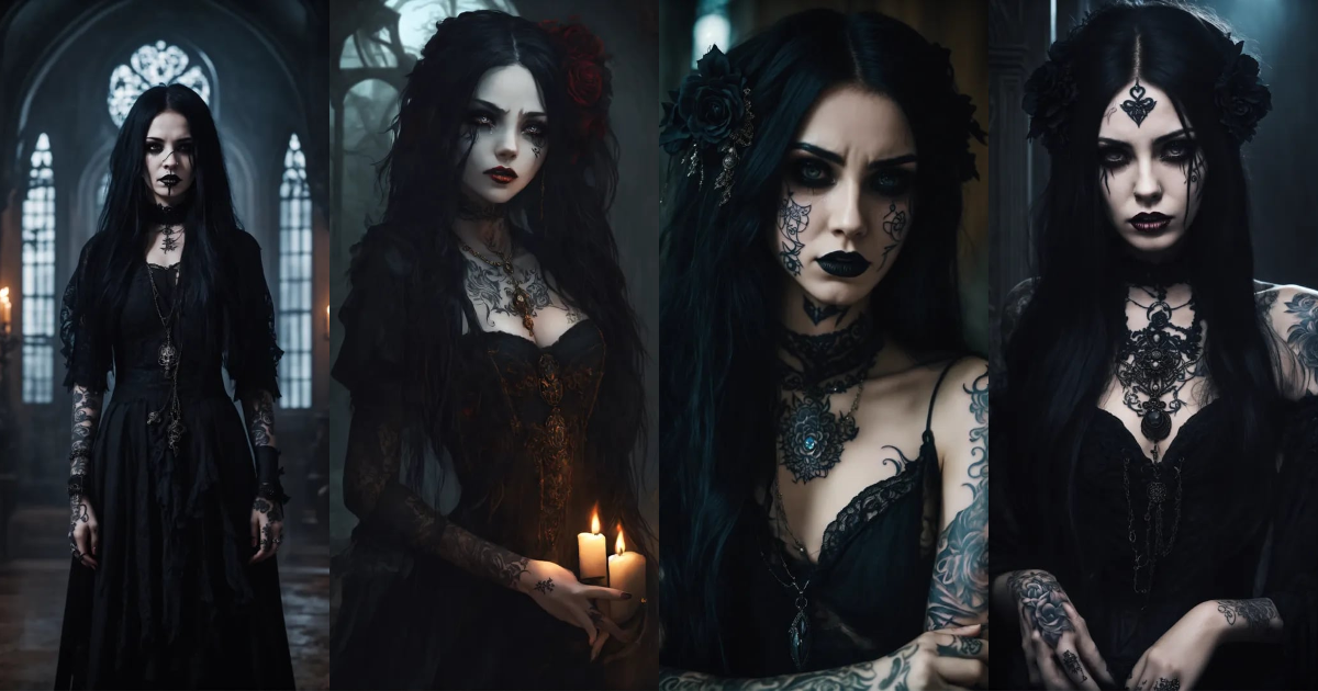Lexica - A scary girl, full body, pale skin, long crazy black hair ...