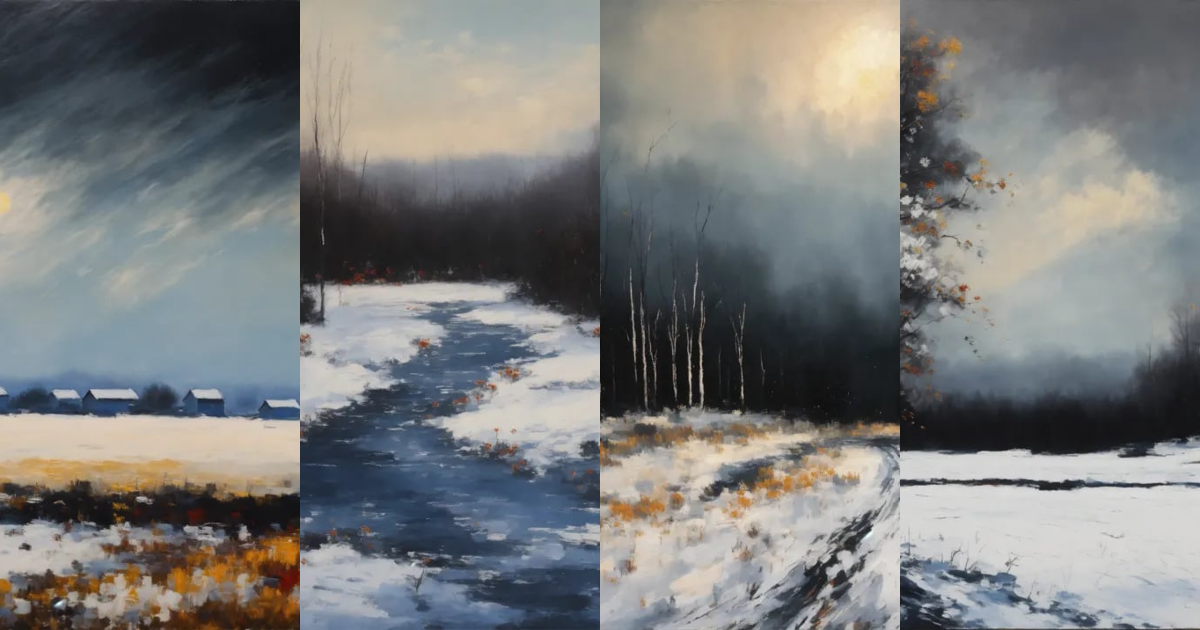 Lexica - Monet abstract expressionism, landscape, winter, vintage ...