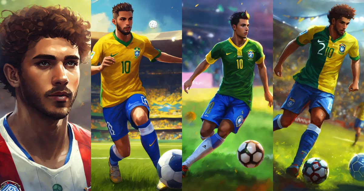Lexica - Brasilian soccer player digital art, realistic painting, dnd ...