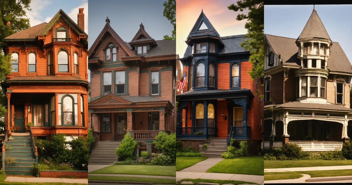 Lexica - A cleveland house, bay window, gable roof, turn of the century