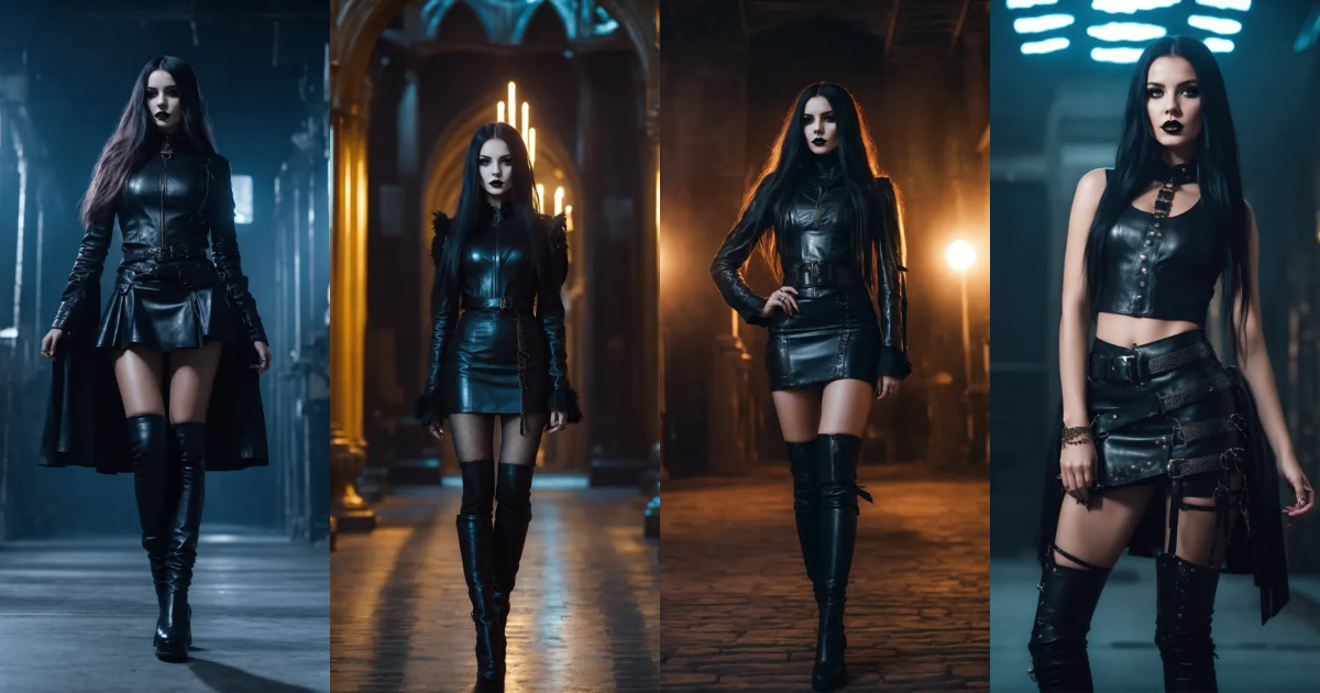 Lexica - Beautiful Extremely goth model young girl wearing black ...