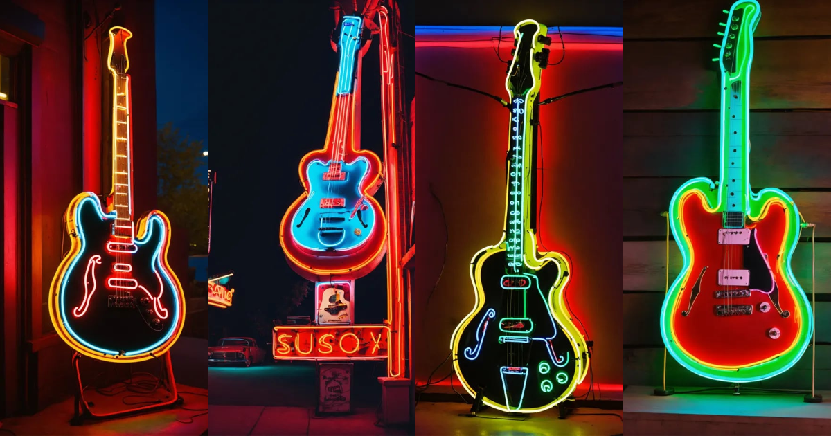 Lexica - Googie neon guitar sign
