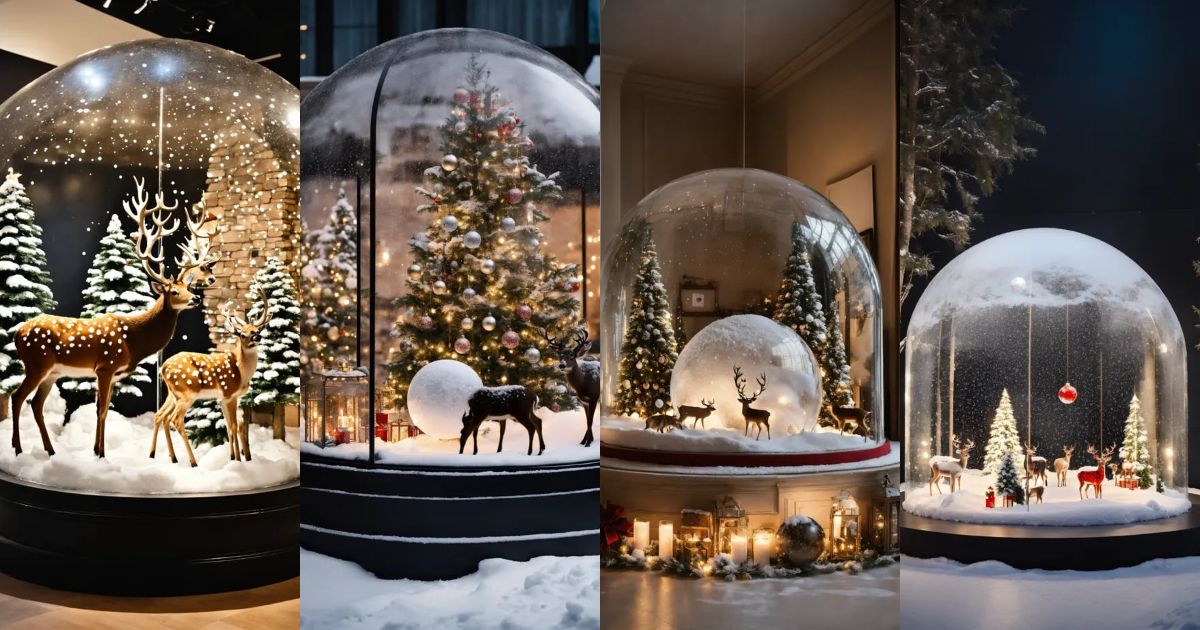 Lexica - Design a photo wall as a big snow globe 4 meters in width to ...