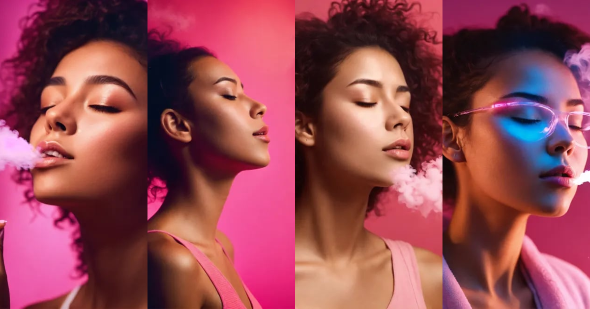 Lexica - Clear ambient glowing pink background, mixed race female steam ...