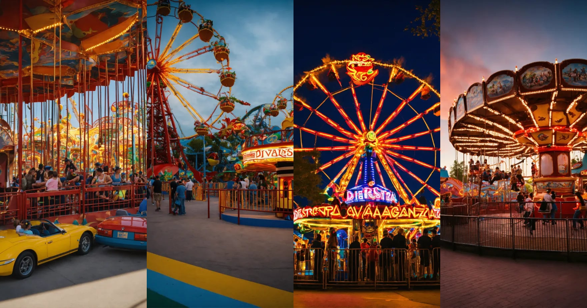 Lexica - Amusement park with dangerous rides.one ride has a sign saying ...