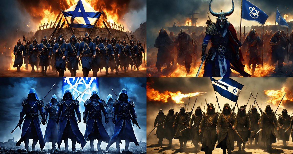 Lexica - Evil demonic Israel demon army carrying Israeli flags ...