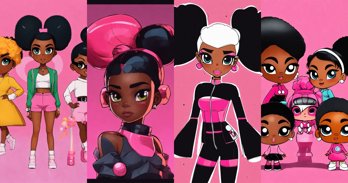 Lexica - Create a playful power puff girl inspired 4 black female ...
