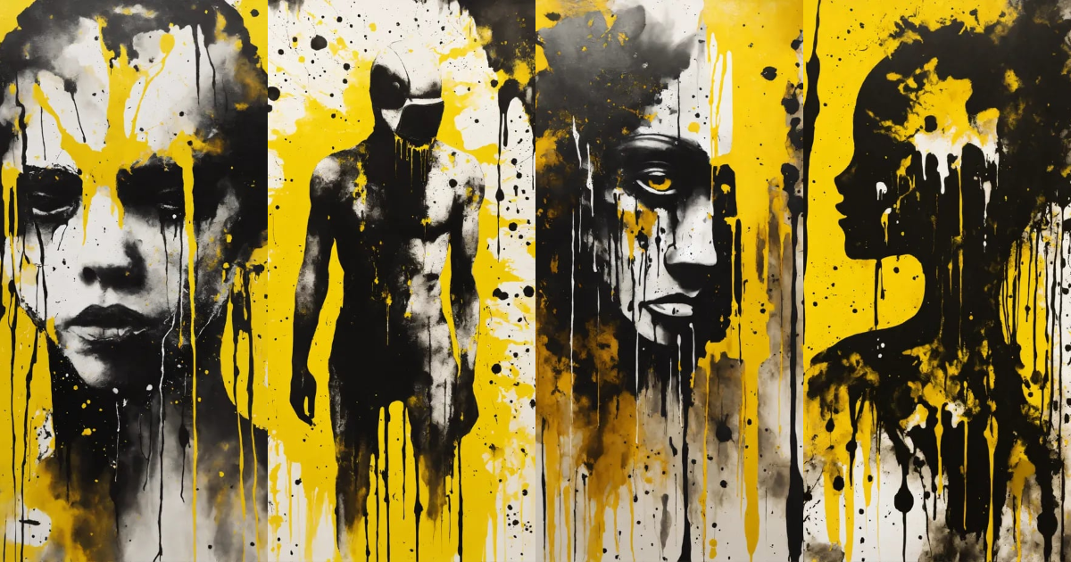 Lexica - Cave paintings personification of fear, abstract splatters and ...