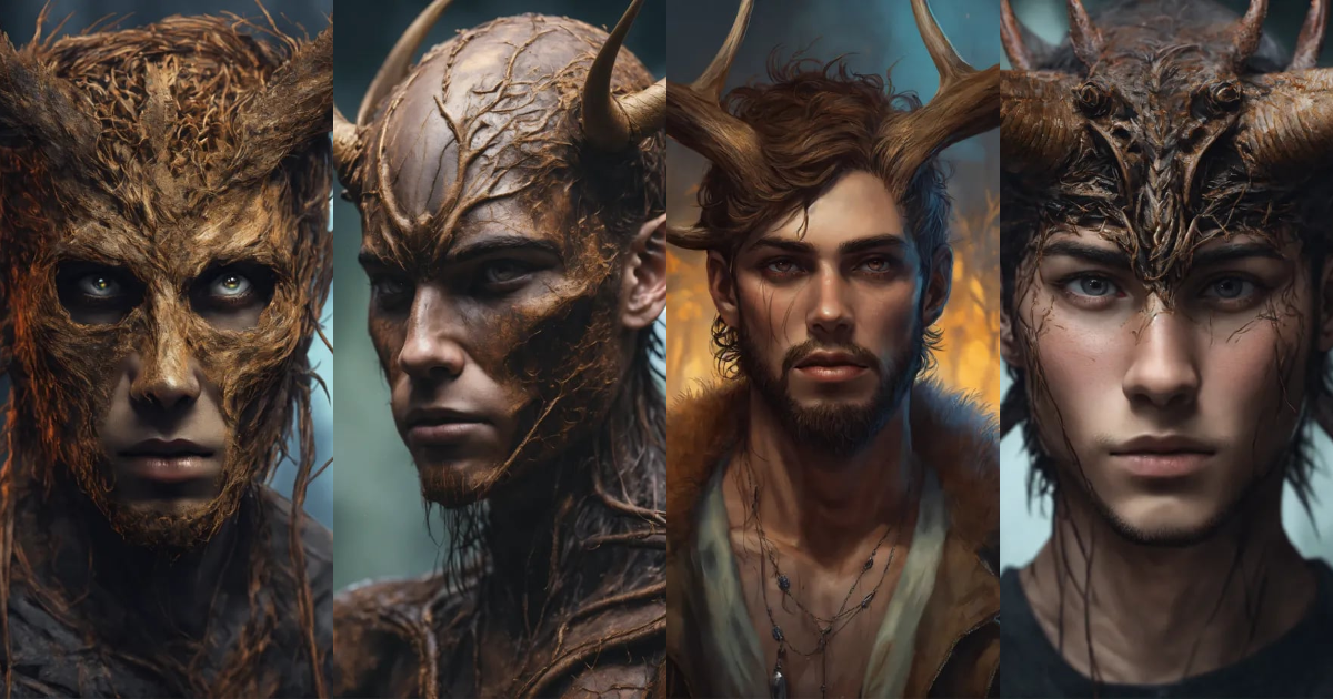 Lexica - Highly detailed portrait of young human man, wendigo features