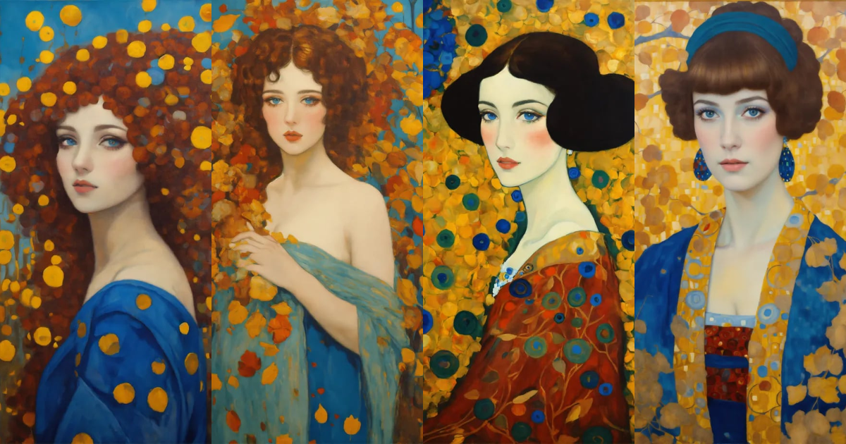 Lexica - Oli painting stile Gustav Klimt donna di 50 anni con grandi ...