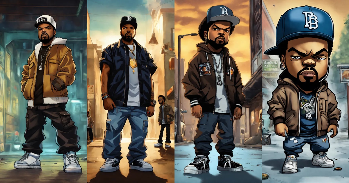 Lexica - Hip hop art style ice cube boondocks full body