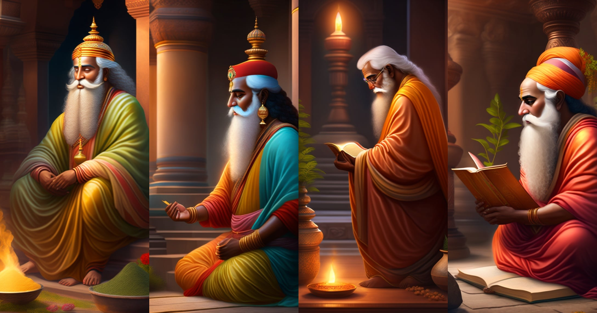 Lexica - Ancient Indian Saint with Ayurveda books, herbs, and located ...