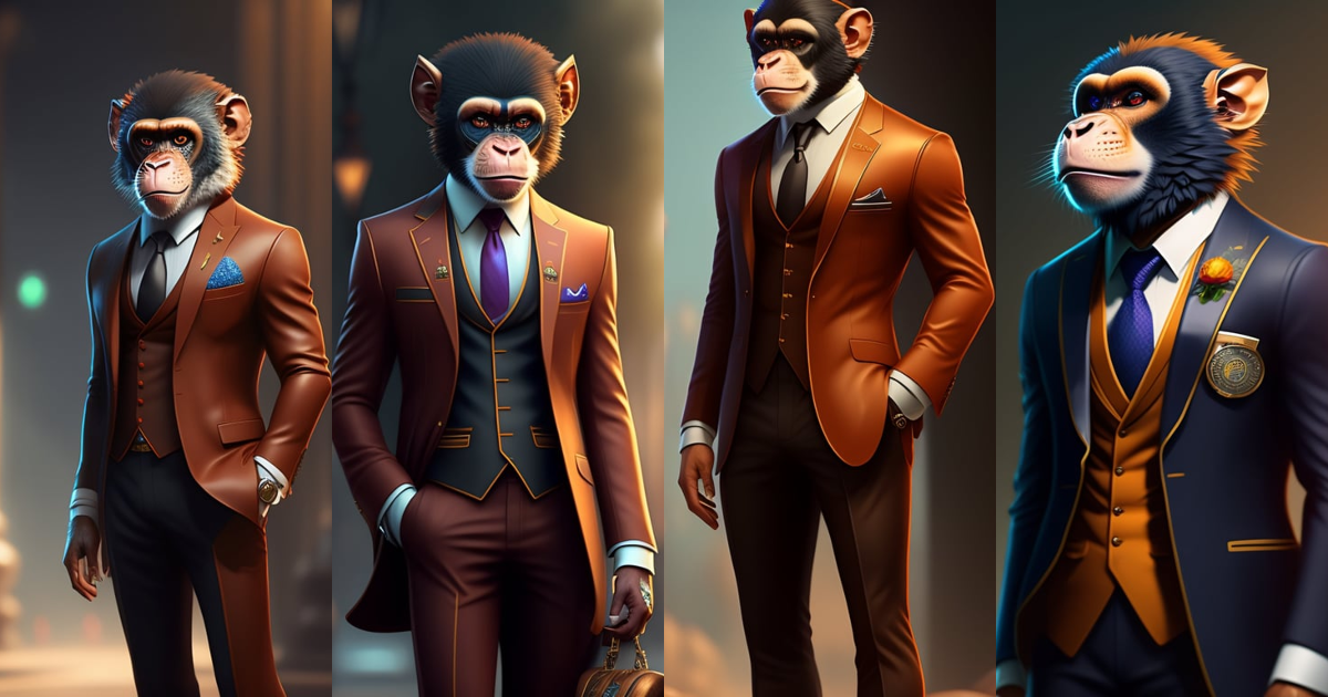 Lexica - Anthro furry humanoid monkey, three piece suit, checking watch ...