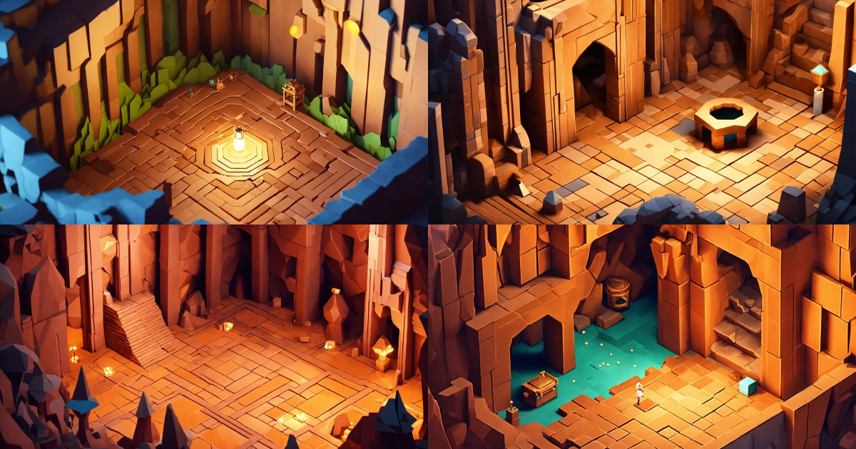 Lexica - A top-down view, 3d low poly puzzle , inspired by monument ...