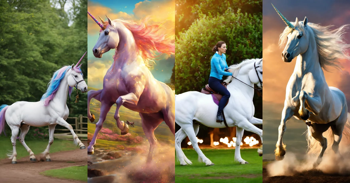 Lexica - Large unicorns riding everywhere