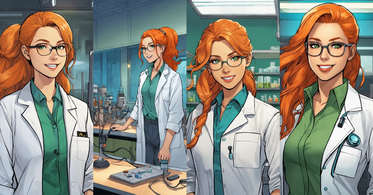 Lexica - Full body of a young female scientist in her 20s with green ...