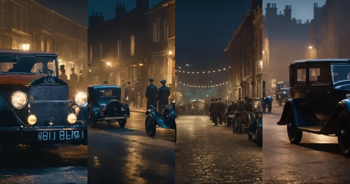 Lexica - Group of peaky blinders mafia with Cars in a street, mood ...