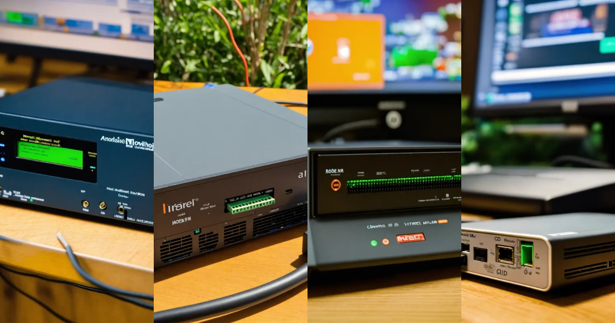 Lexica - A photo of an Internet modem. The modem is connected to a ...