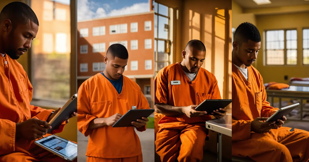 Lexica - An inmate using a tablet for educational purposes, inmate ...