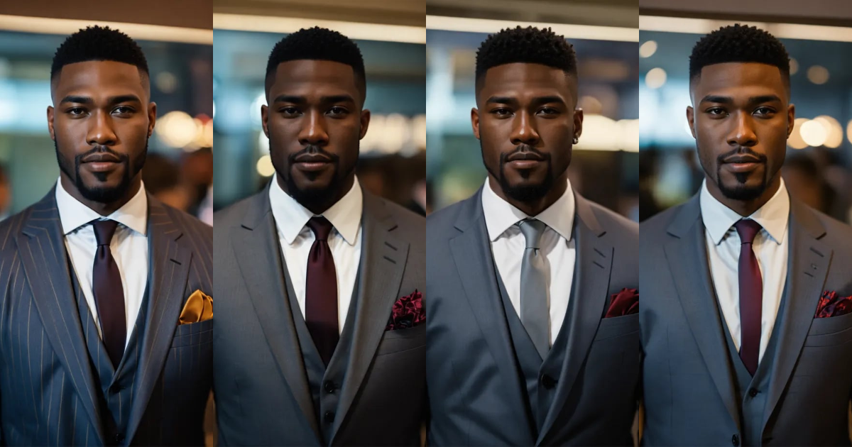 Lexica - Very handsome black male, dark skin, wearing a suit, goatee ...