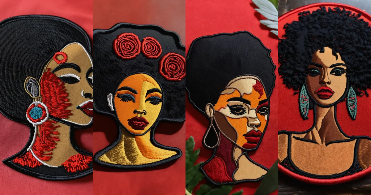 Lexica - Afrocentric embroidery patch, the patch is the face of an ...