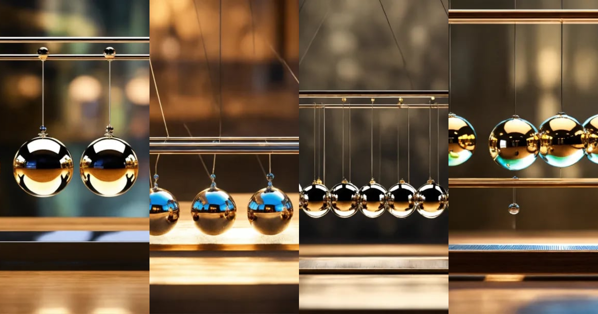 Lexica - Newtons cradle, pendulum isolated, five transparent balancing ...