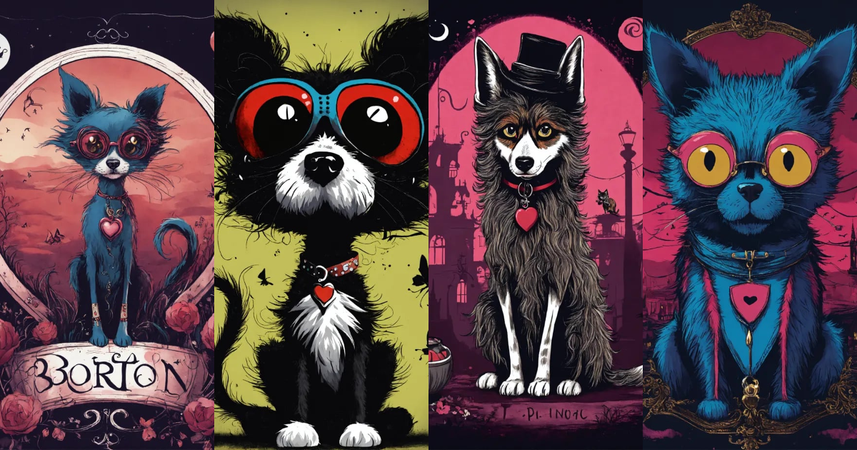 Lexica - Design for T-shirts containing tim burton dog cat