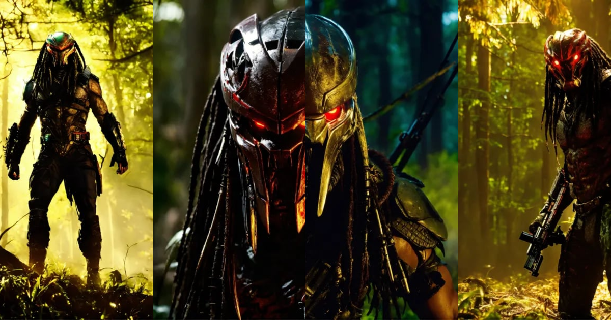 Lexica - Predator movie, scary, 4k, forest, glowing eyes
