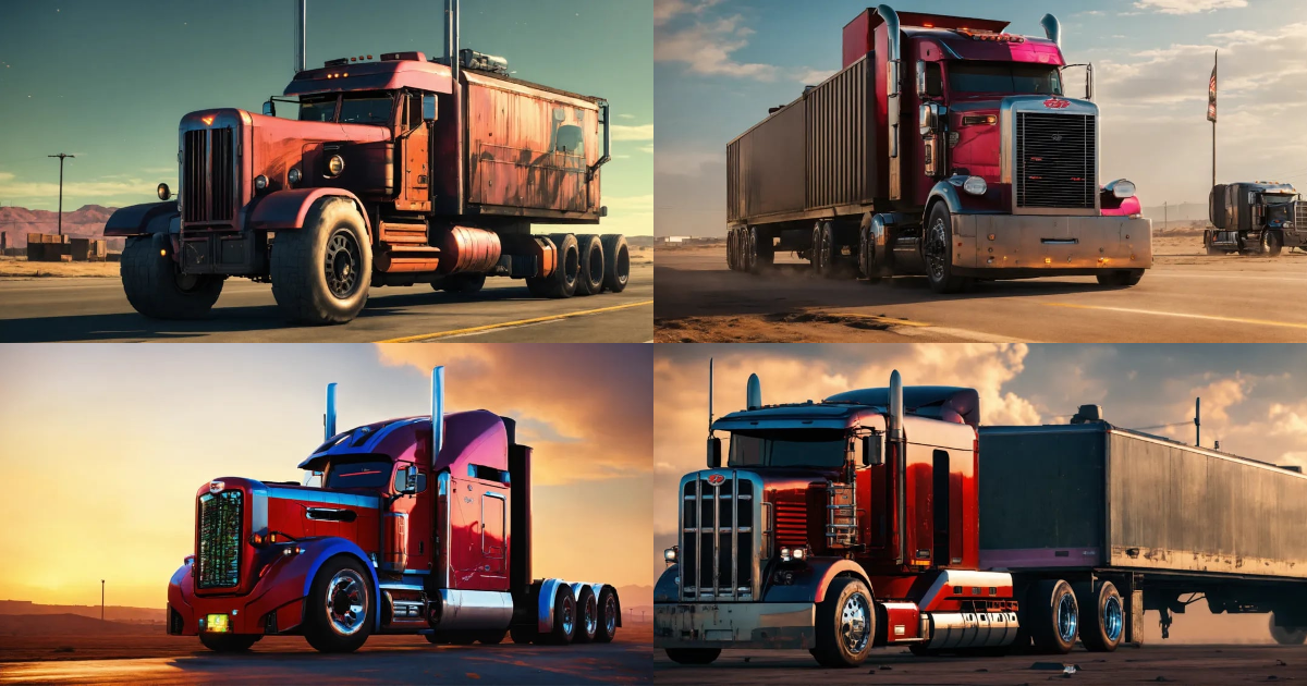 Lexica - Semi truck cyberpunk post-apocalyptic Peterbilt with a ...