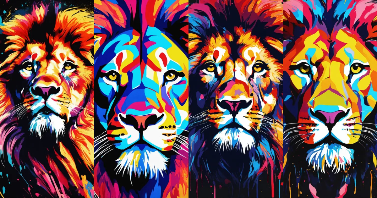 Lexica - Profile position variant pop art, abstract lion lines, ink art canvas, portrait ...