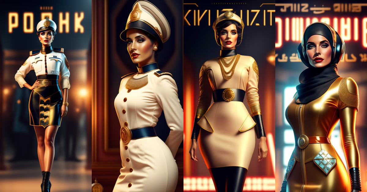 Lexica - Vintage Medium Shot 1920's Poster, Futuristic electronik vintage police girl in arabic ...