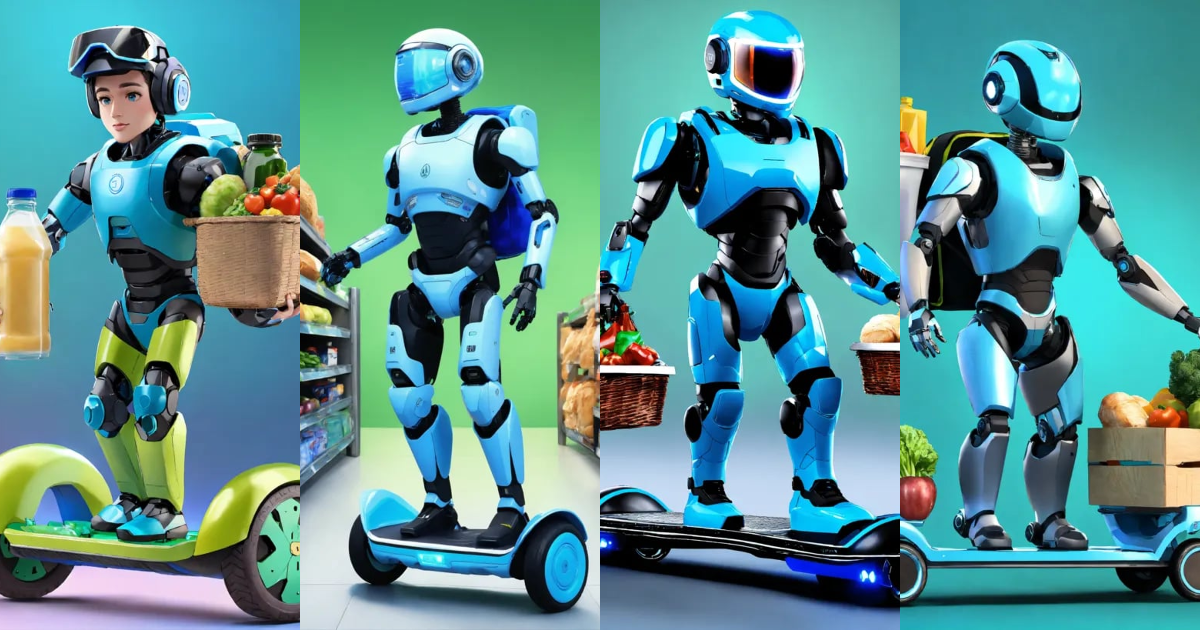 Lexica - A passionate male robot on hoverboard, realistic man face ...