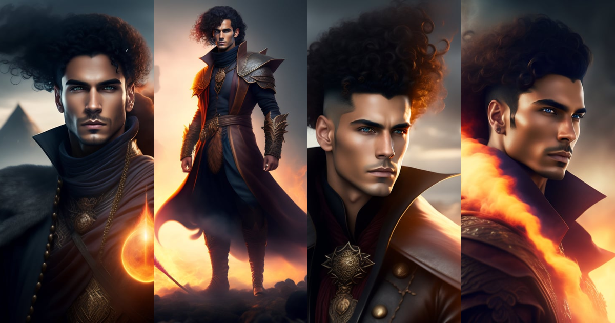 Lexica - Male Mage using powerful wind magic, curly hair slightly ...