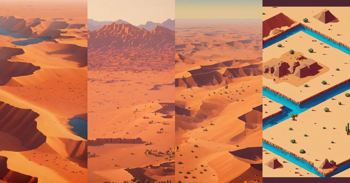 Lexica - Simple blocky pixel 8-bit image of a completely flat desert ...
