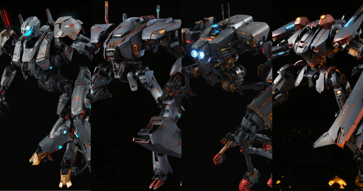 Lexica - Full body shot of a realistic mech suit with very wide ...