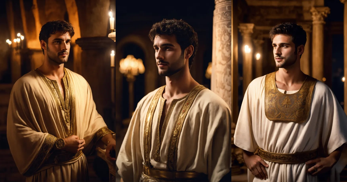 Lexica - A young rich noble handsome roman man wearing a light-colored ...