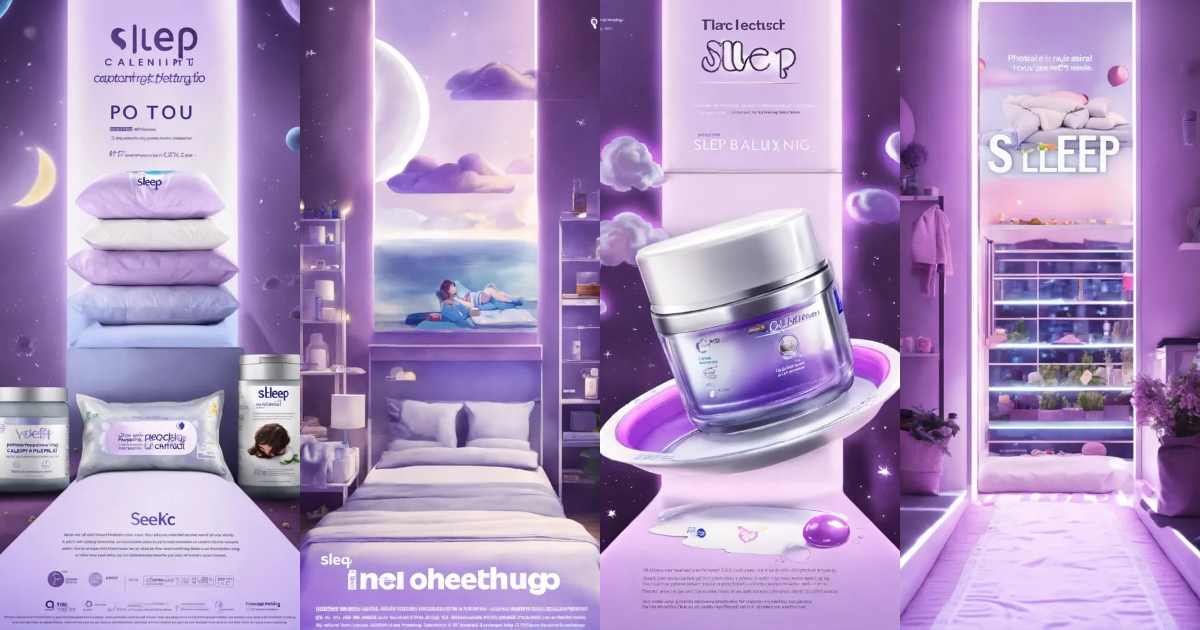Lexica - Photorealistic advertisement for a sleep packaging product