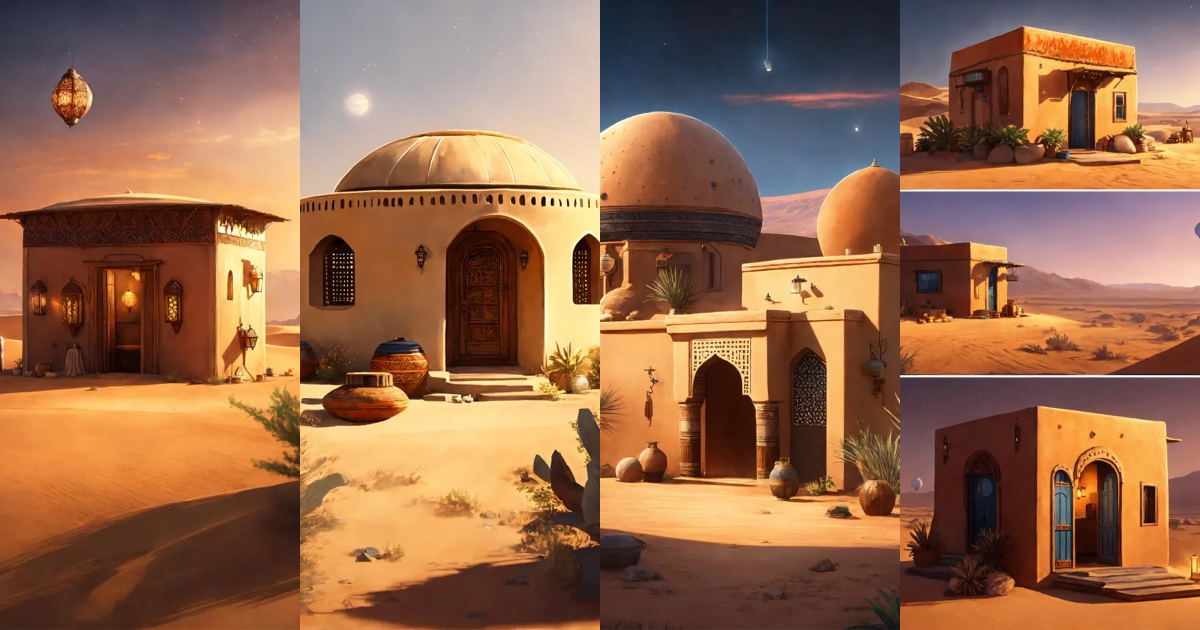 Lexica - Concept art of a large desert home, star wars, jakku, desert ...