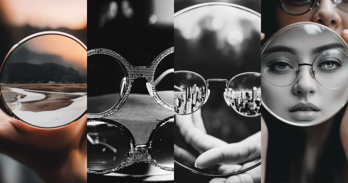 Lexica - In hands clear looking through a transparent glass circle ...