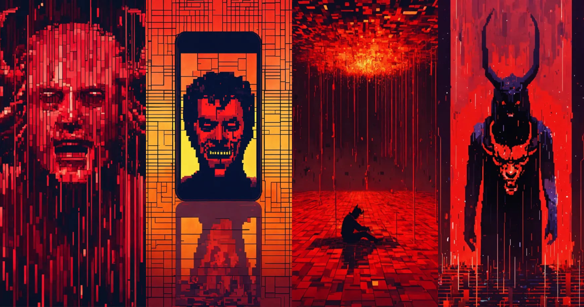 Lexica - Weeping satan locked in smart phonescreen falling upside down ...
