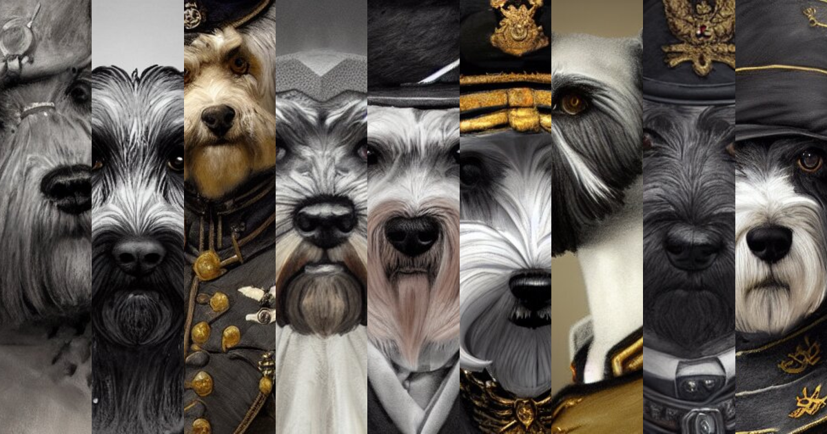 Lexica - Portrait of stoic looking miniature schnauzer, military ...