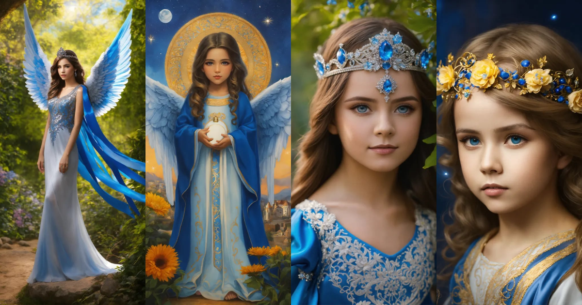 Lexica - 2 varones angeles celestiales con alas de angel de color azul ...