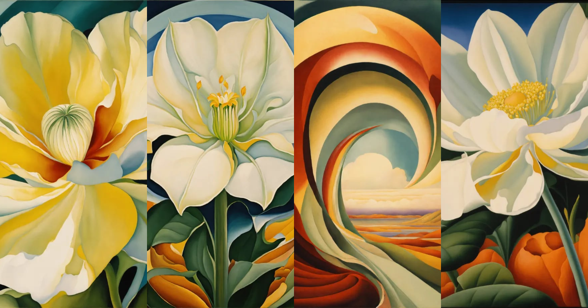 Lexica - Georgia okeeffe style meets art deco style, librating birth ...