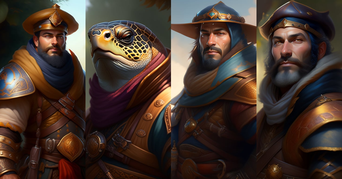 Lexica - A detailed portrait of a turtle illustrator, by justin gerard ...